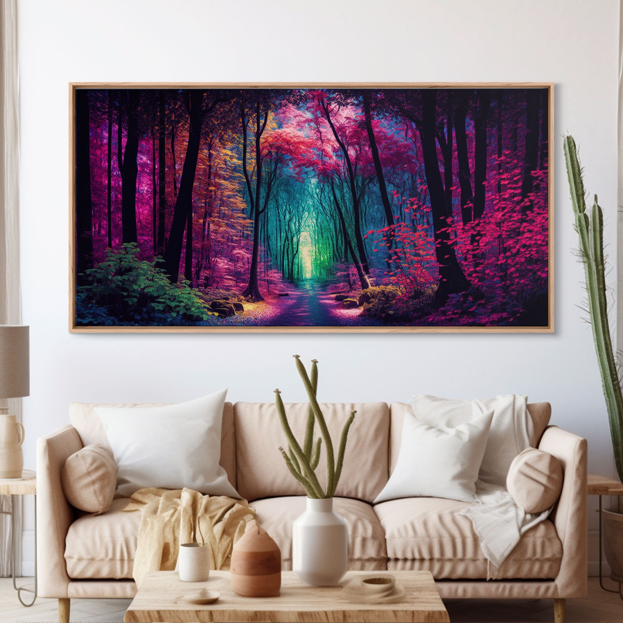 The Secret Grove, Fantasy Art, Pop Art Forest Landscape, Framed Canvas ...