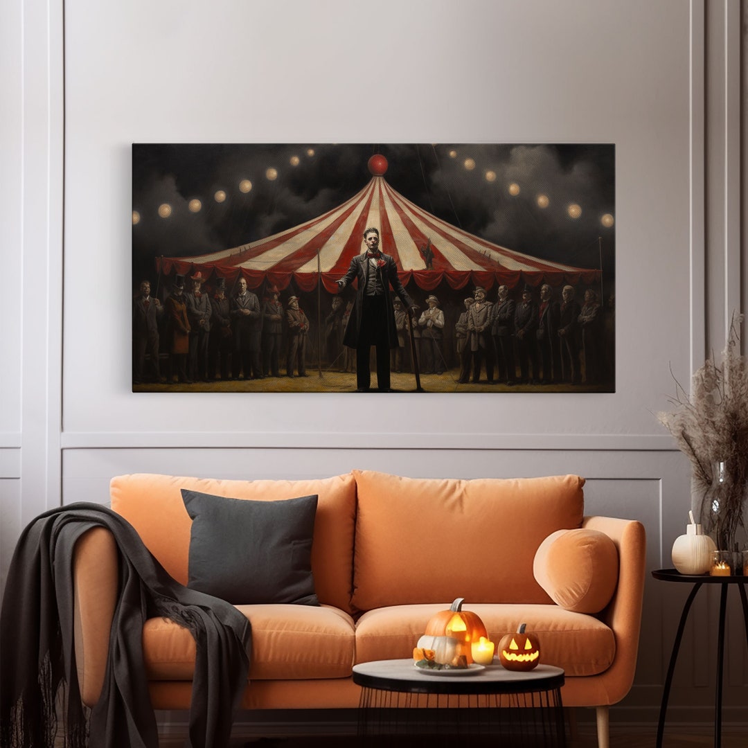 The Cursed Circus, Unique Halloween Art, Framed Canvas Print, Halloween ...