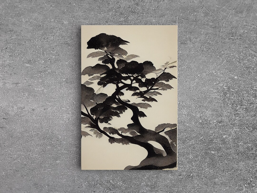 Black and White Japanese Maple Tree, Framed Canvas Print, Ready to Hang ...