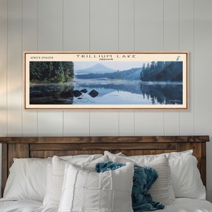 Trillium Lake Oregon Panoramic Wall Art, Framed Canvas Print, Lake ...