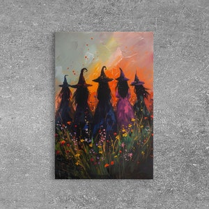 Springtime Witches, Coven of Witches Among the Wildflowers, Art Print ...