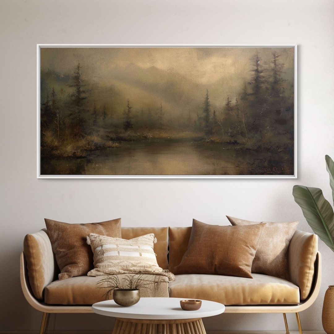 Vintage Style Landscape Art Print, Framed Canvas Art, Vintage Painting ...