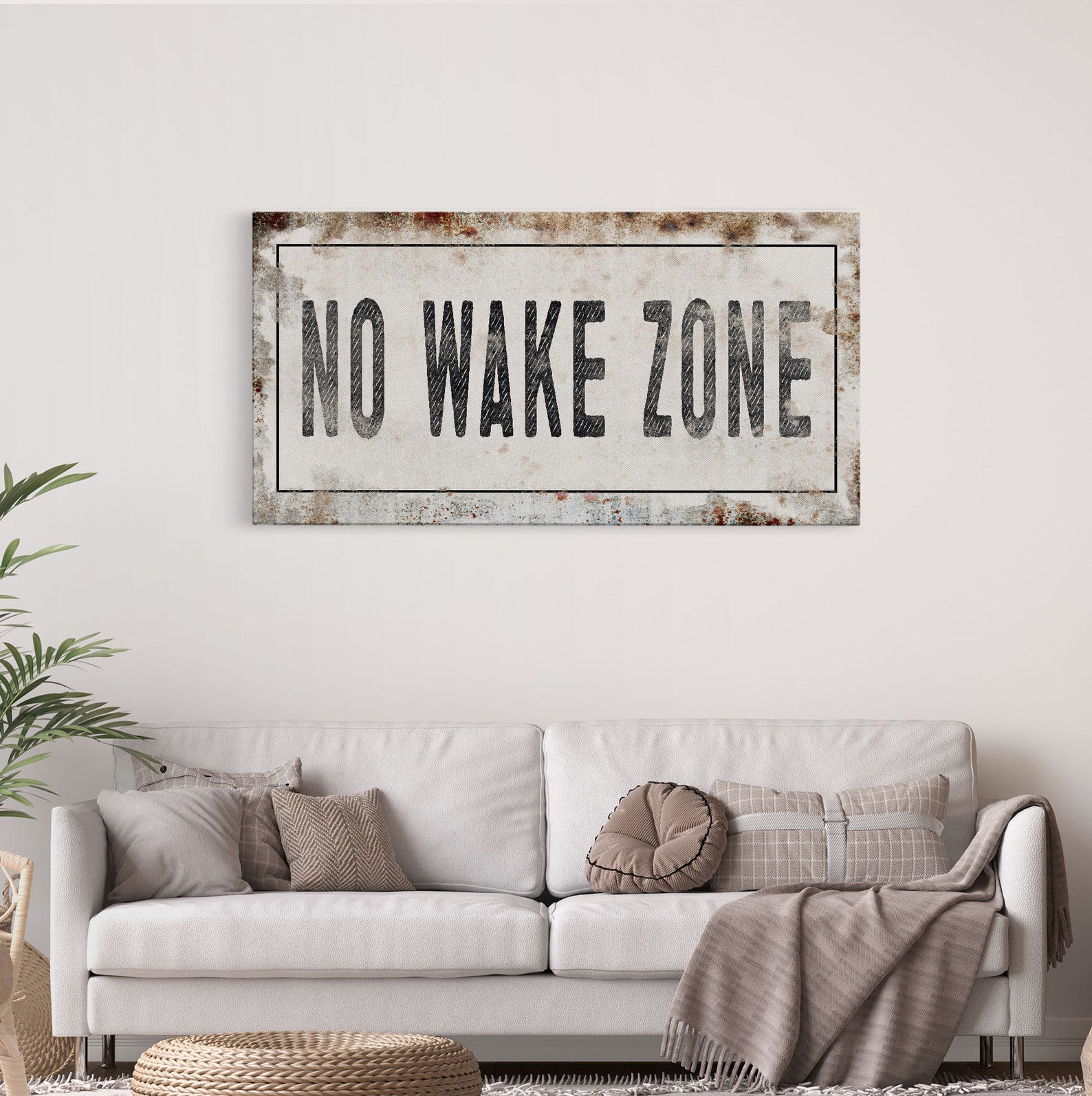 No Wake Zone Printed Canvas Rusty Sign Distressed Wall Art - Etsy