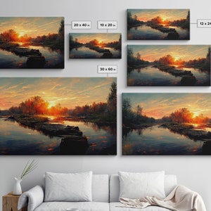 Lake Sunset Oil Painting on Canvas Canvas Print Ready to - Etsy
