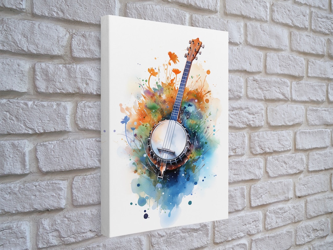 4 String Banjo Gift, Banjo Wall Art Canvas Print, Country Music Art ...