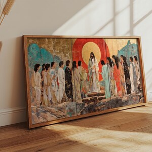 Raising of Lazarus From the Tomb Nihonga Wabi Sabi Style Framed Canvas ...