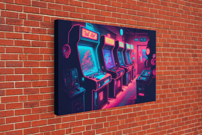 Synthwave Game Room Art Neon Retro 90s Arcade Room Wall Art - Etsy