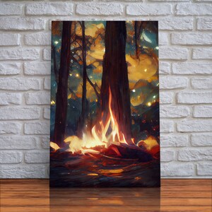Abstract Campfire Art, Framed Canvas Print, Ready to Hang Framed Wall ...