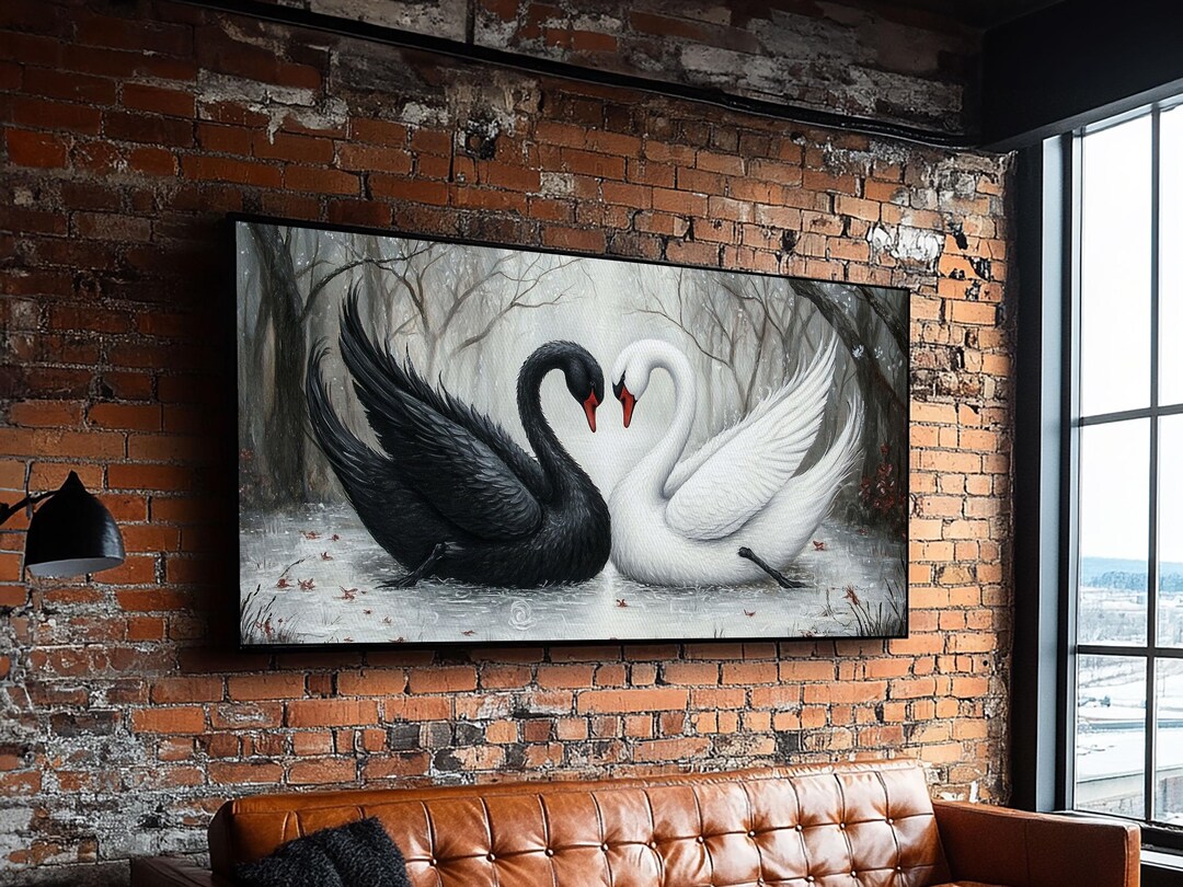 Dark Swans Forming a Heart - Framed Canvas Print - Dark Romance Wall ...