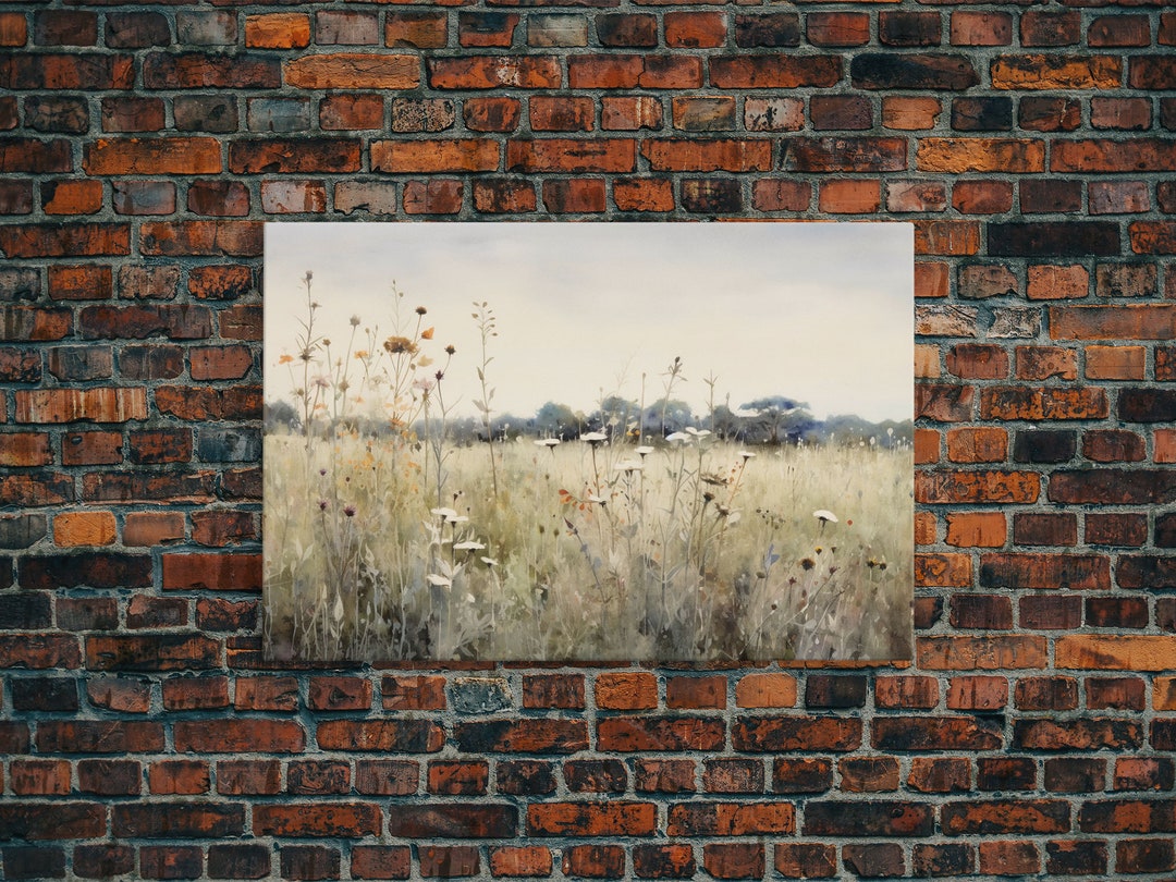 Rustic Country Wildflower Landscape Oil Painting Canvas Print ...