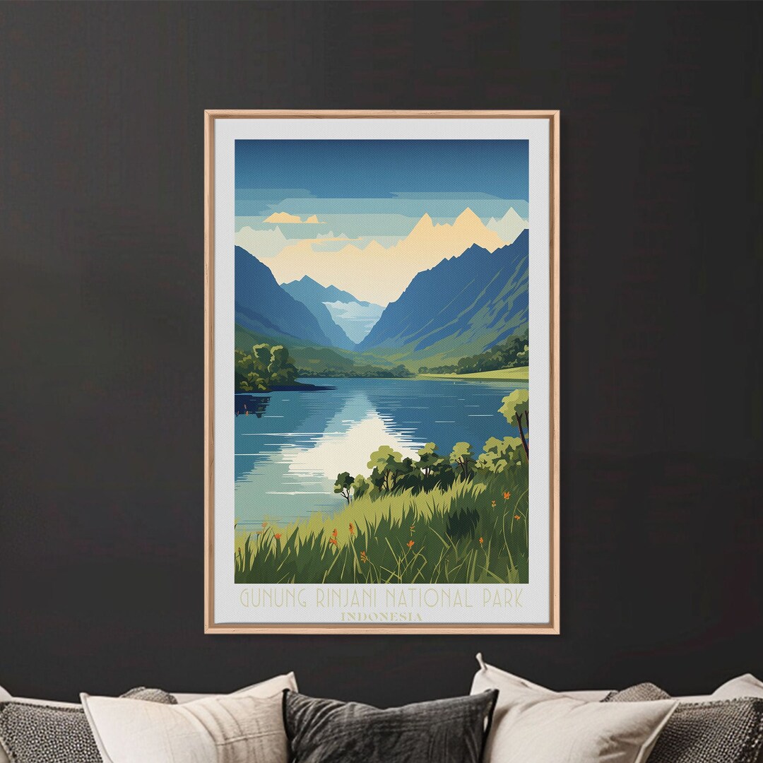 Gunung Rinjani National Park Indonesia Art | Framed Canvas Print Travel ...