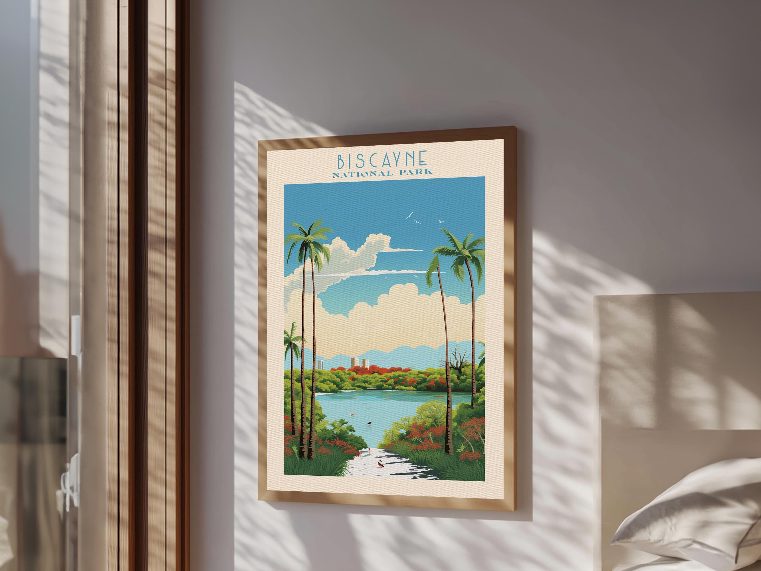Biscayne National Park, Framed Wall Art Canvas Print, Travel Poster ...