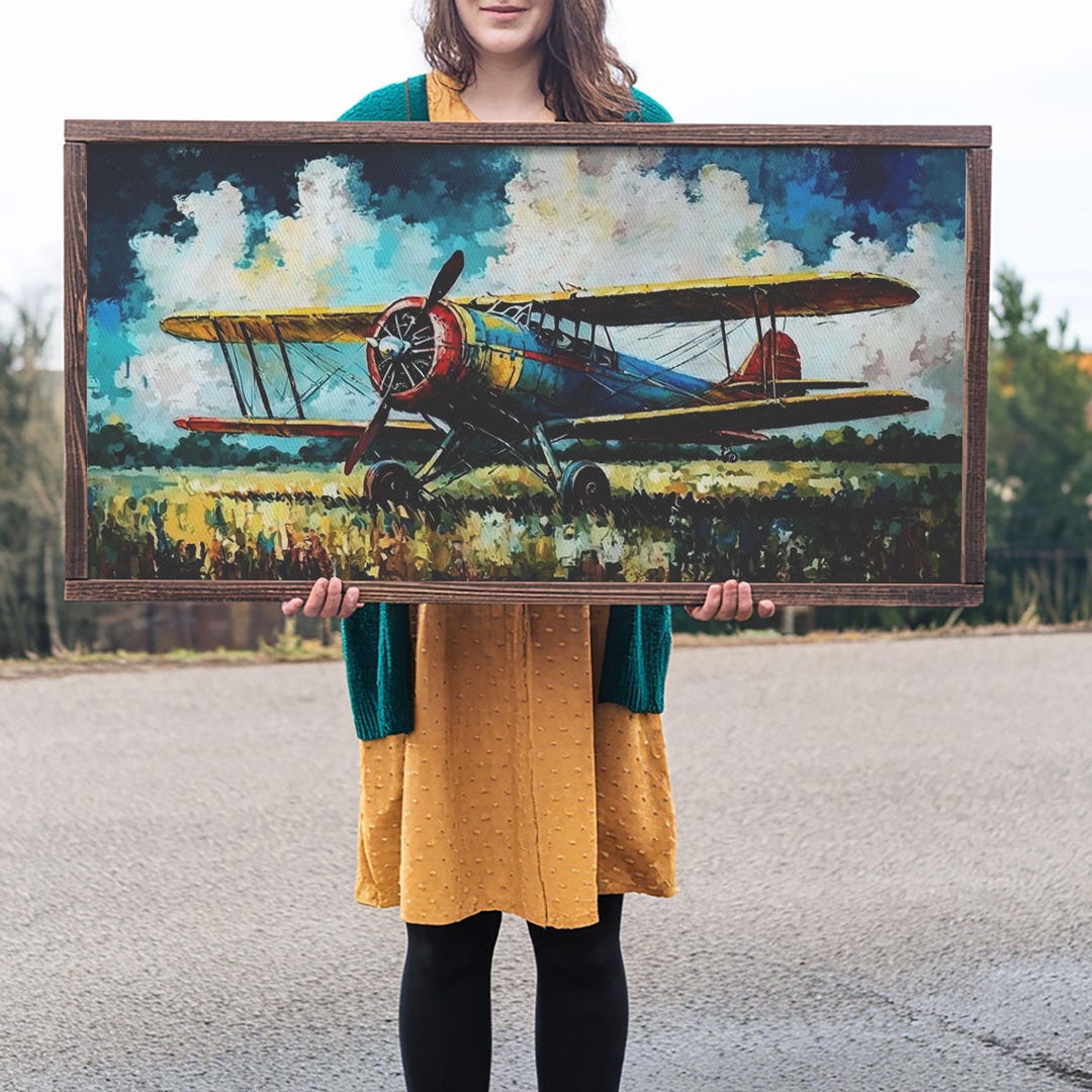 Aeroplane Art, Antique Airplane Painting Canvas Print, Framed Canvas ...