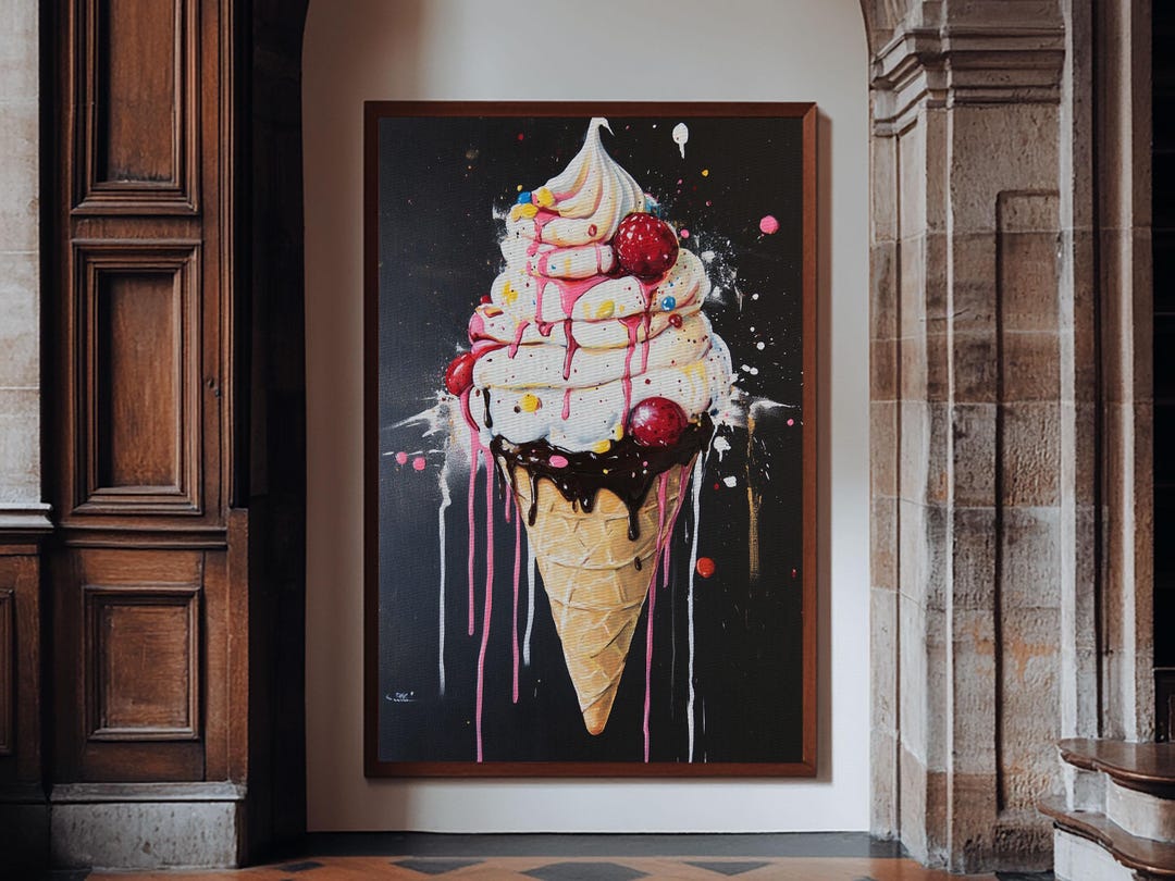 Ice Cream Shop Wall Art, Abstract Still Life of Ice Cream, Food Review ...
