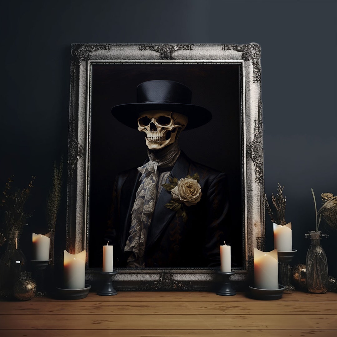 The Dapper Skeleton, Spooky Halloween Wall Art, Canvas Print, Framed ...