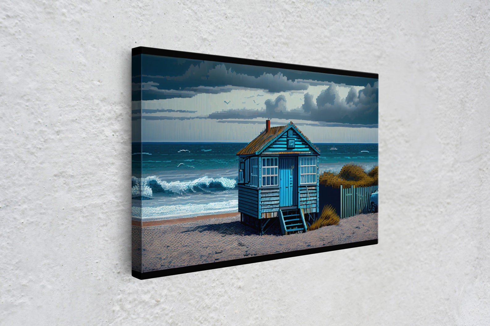 Sea Side Shack Pixel Art New England Style Beach Art Framed - Etsy