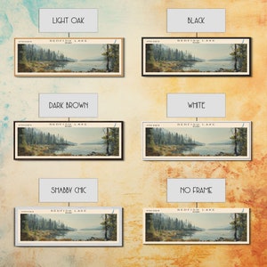 Redfish Lake Idaho Framed Canvas Print, Lake House Decor, Panoramic ...