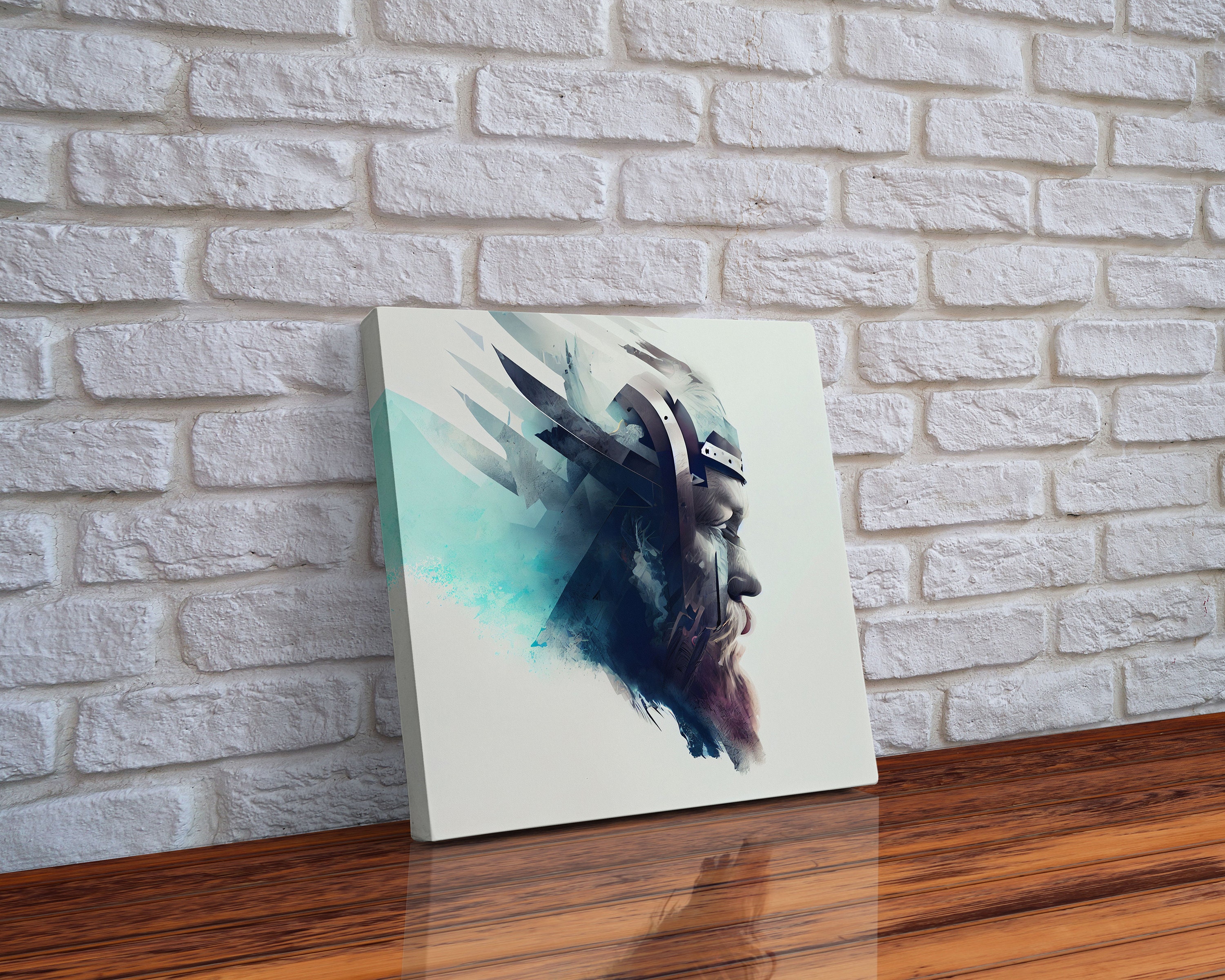 Synthwave Viking Portrait Norse Art Valhalla Framed Canvas - Etsy