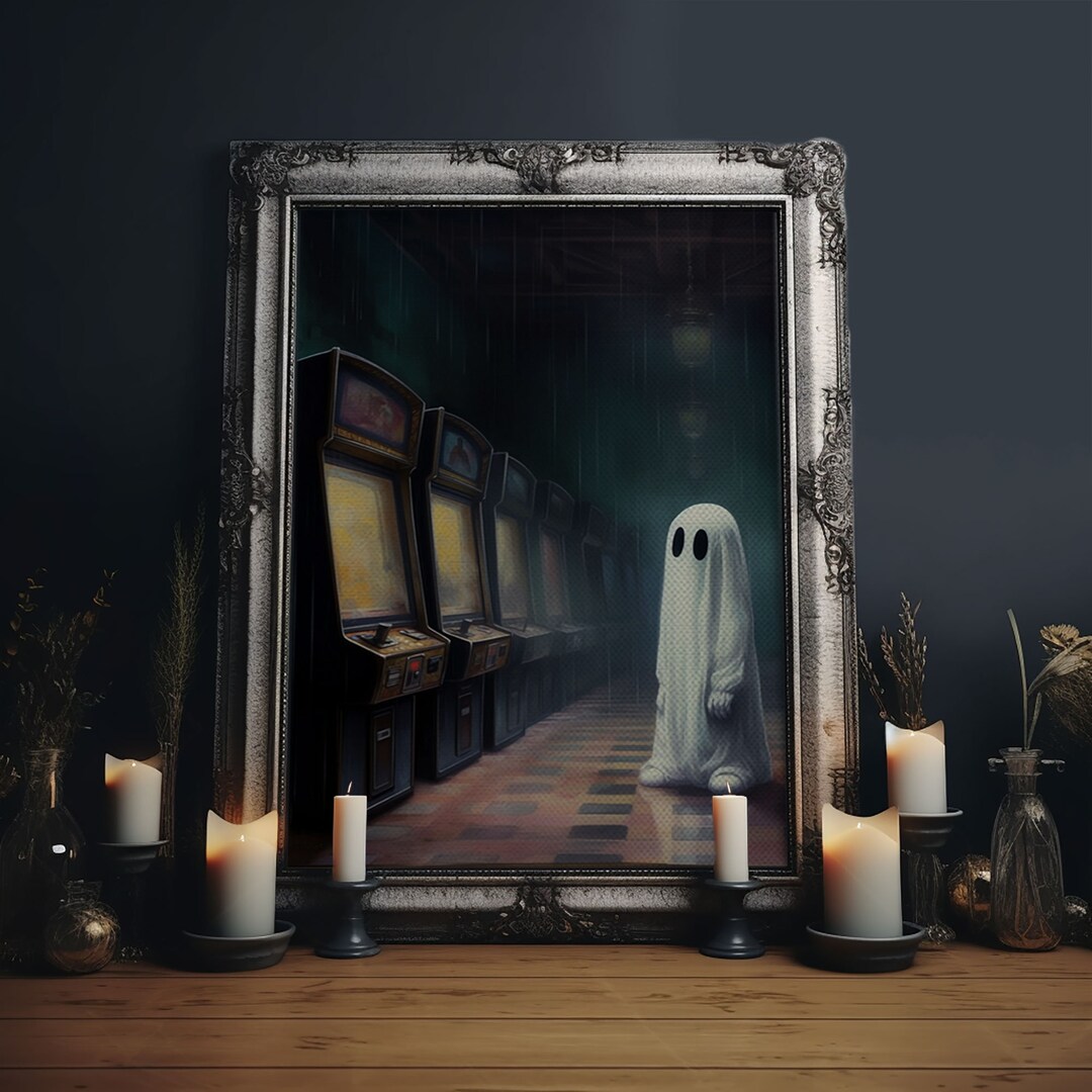 Ghost in an Abandoned Arcade, Nostalgia Canvas, Art Canvas Print, Dark ...