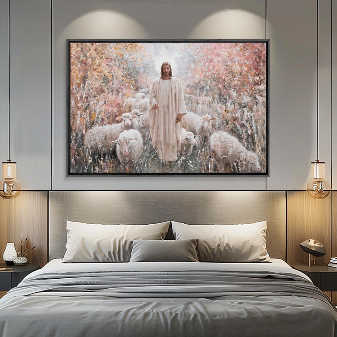 Pastoral Messiah - Framed Canvas Print - Christian Art Canvas - Jesus ...