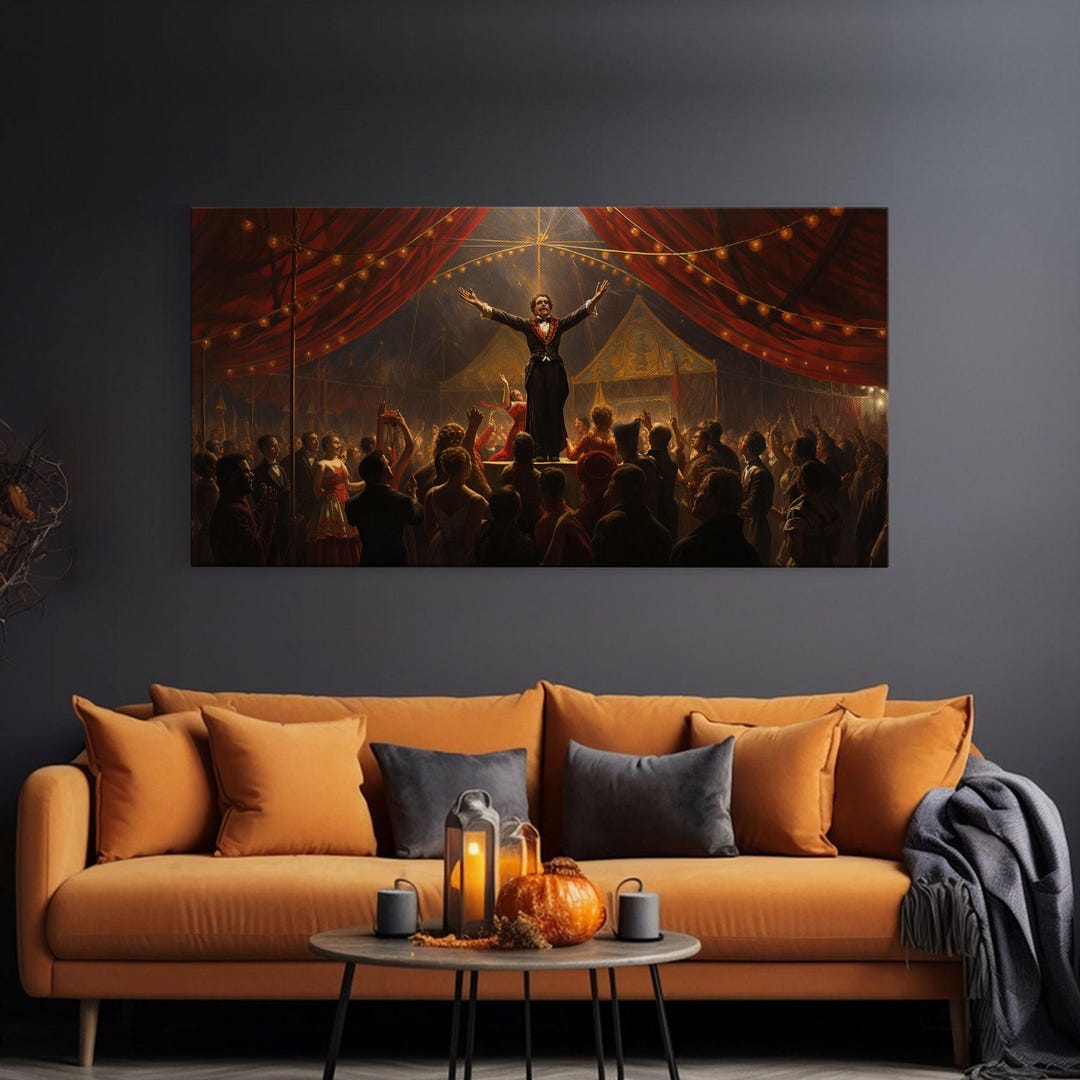 The Cursed Circus, Unique Halloween Art, Framed Canvas Print, Halloween ...