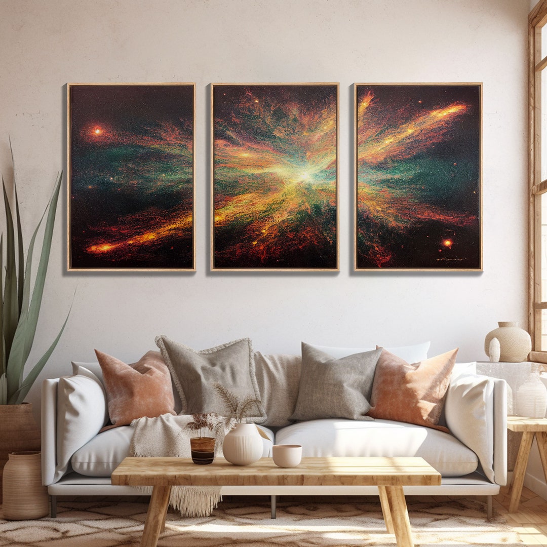 Galaxy Full of Stars, Pixel Space Art, Pixel Art, 3 Piece Wall Art, 3 ...