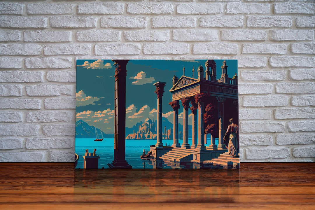 Ancient Roman Architecture, 8 Bit Pixel Art, Framed Canvas Print - Etsy