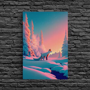 Cute Arctic Fox Art in the Snow, Framed Canvas Print - Etsy