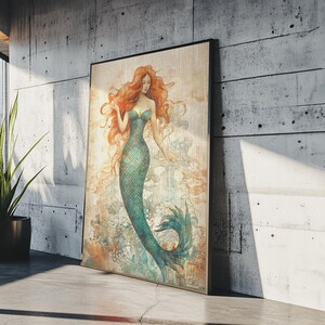 Coastal Mermaid Canvas Print or Poster, Framed - Etsy