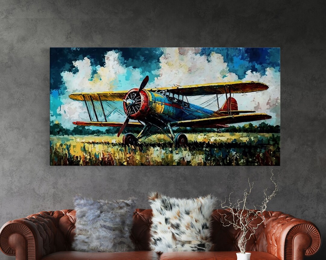Aeroplane Art Antique Airplane Painting Canvas Print Framed - Etsy