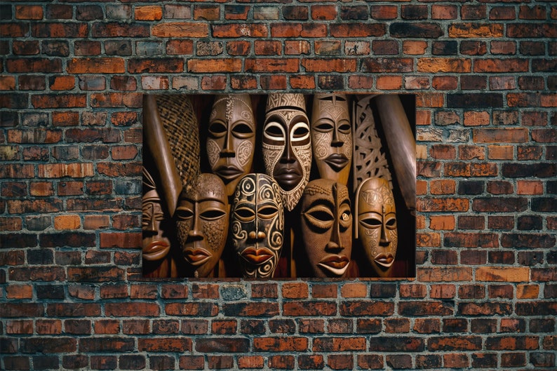African Traditional Masks Framed Canvas Wall Art Canvas - Etsy