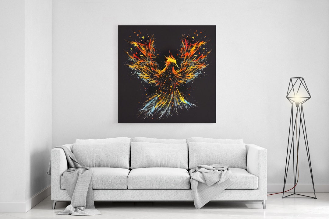 Firework Graffiti Phoenix, Beautiful Abstract Firebird Wall Art, Spray ...