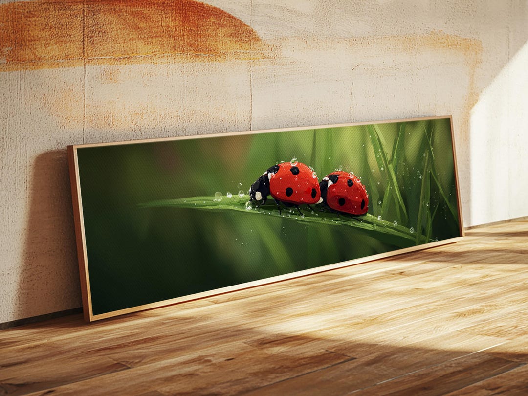 Ladybug Minimal Botanical Composition, Framed Canvas Print, Valentines ...
