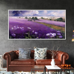 Purple Lavender Fields, Abstract Watercolor Art, Ready to Hang Canvas ...