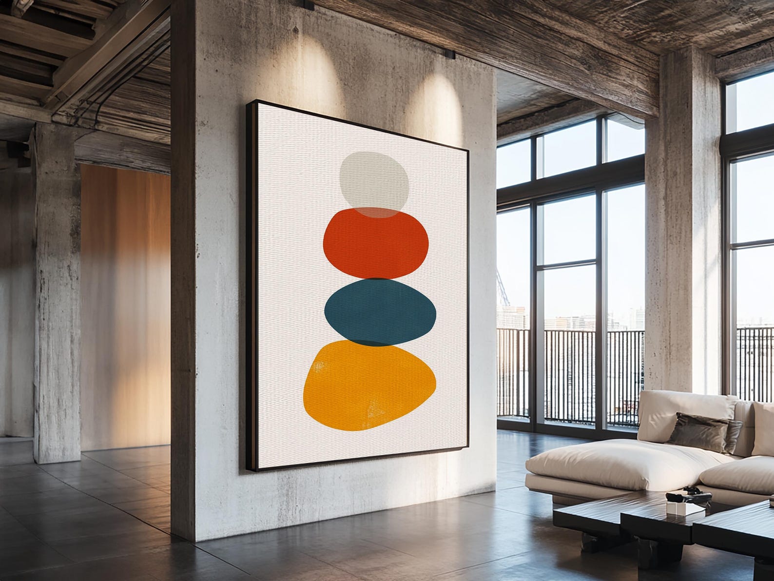Watercolor Print of A Cairn, Rock Stack Canvas Print, Mid Century ...