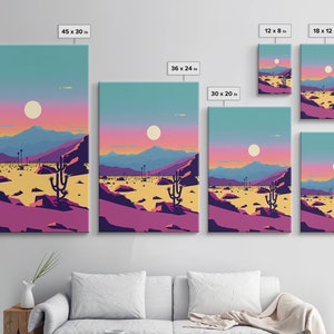 Synthwave Desert Landscape, Subdued Pastel Nature Art, Southwestern ...