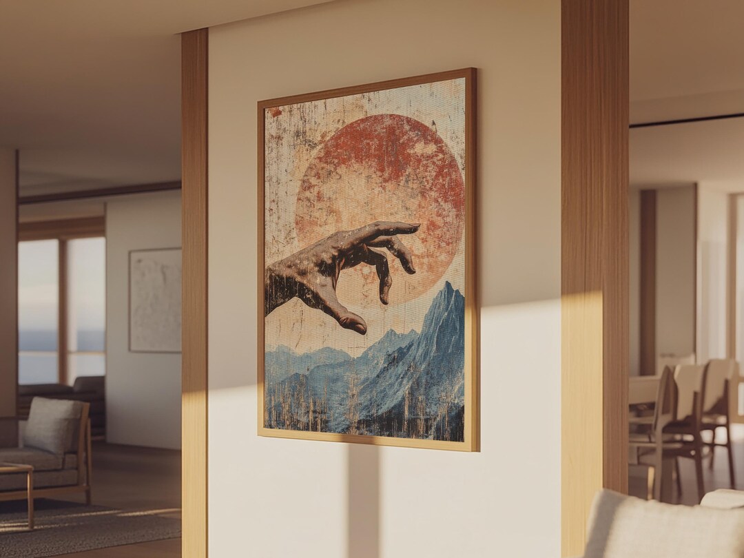 Creation of Adam Framed Canvas Print - Inspiring Nihonga Christian Wall ...
