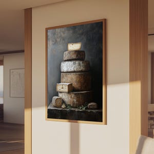 Cheese Wall Art Framed Canvas Print, Cheese Still Life, Cheese Painting ...