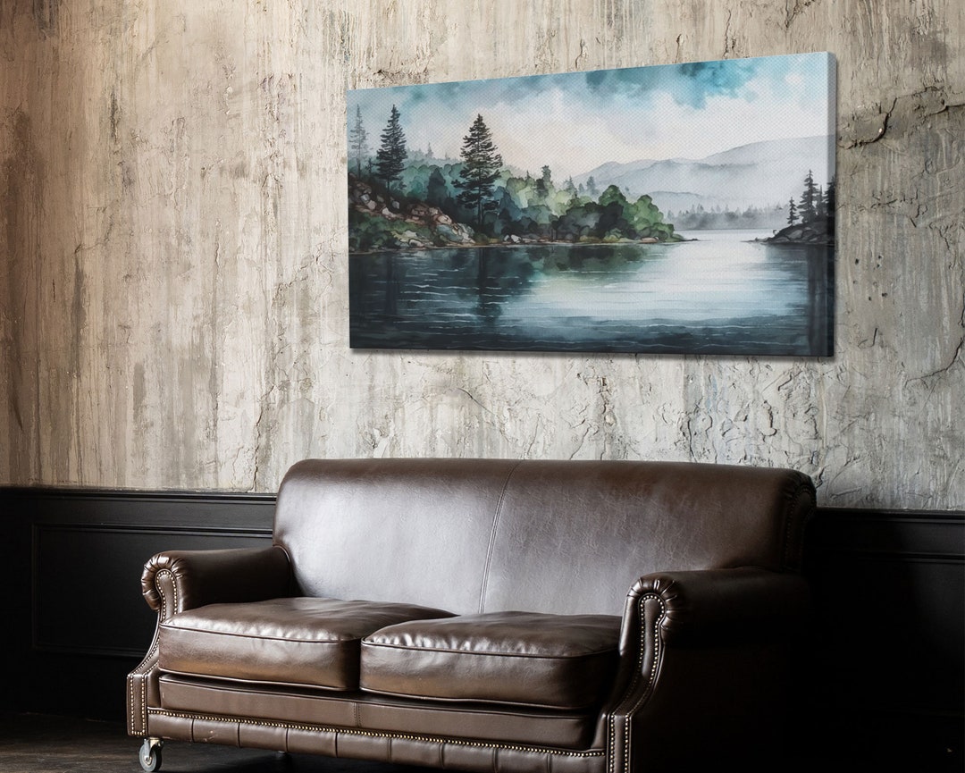Framed Lake Landscape Art Framed Wall Art Living Room Wall Decor Canvas ...