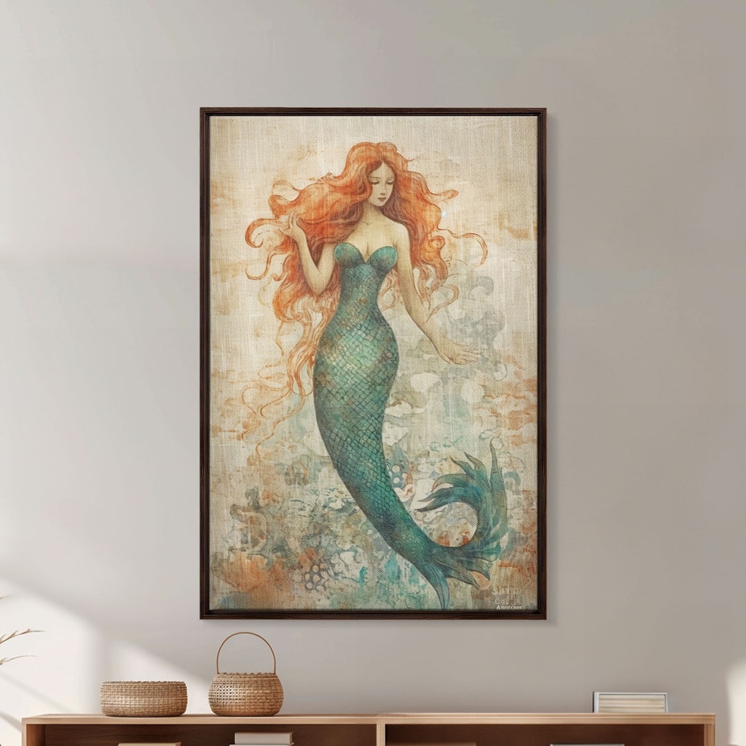 Coastal Mermaid Canvas Print or Poster, Framed - Etsy