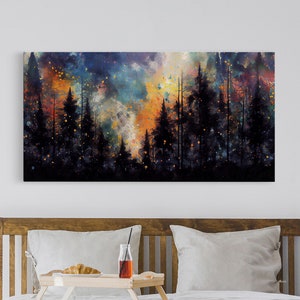 Forest Fire Abstract Forest Landscape Wall Art Framed Canvas - Etsy