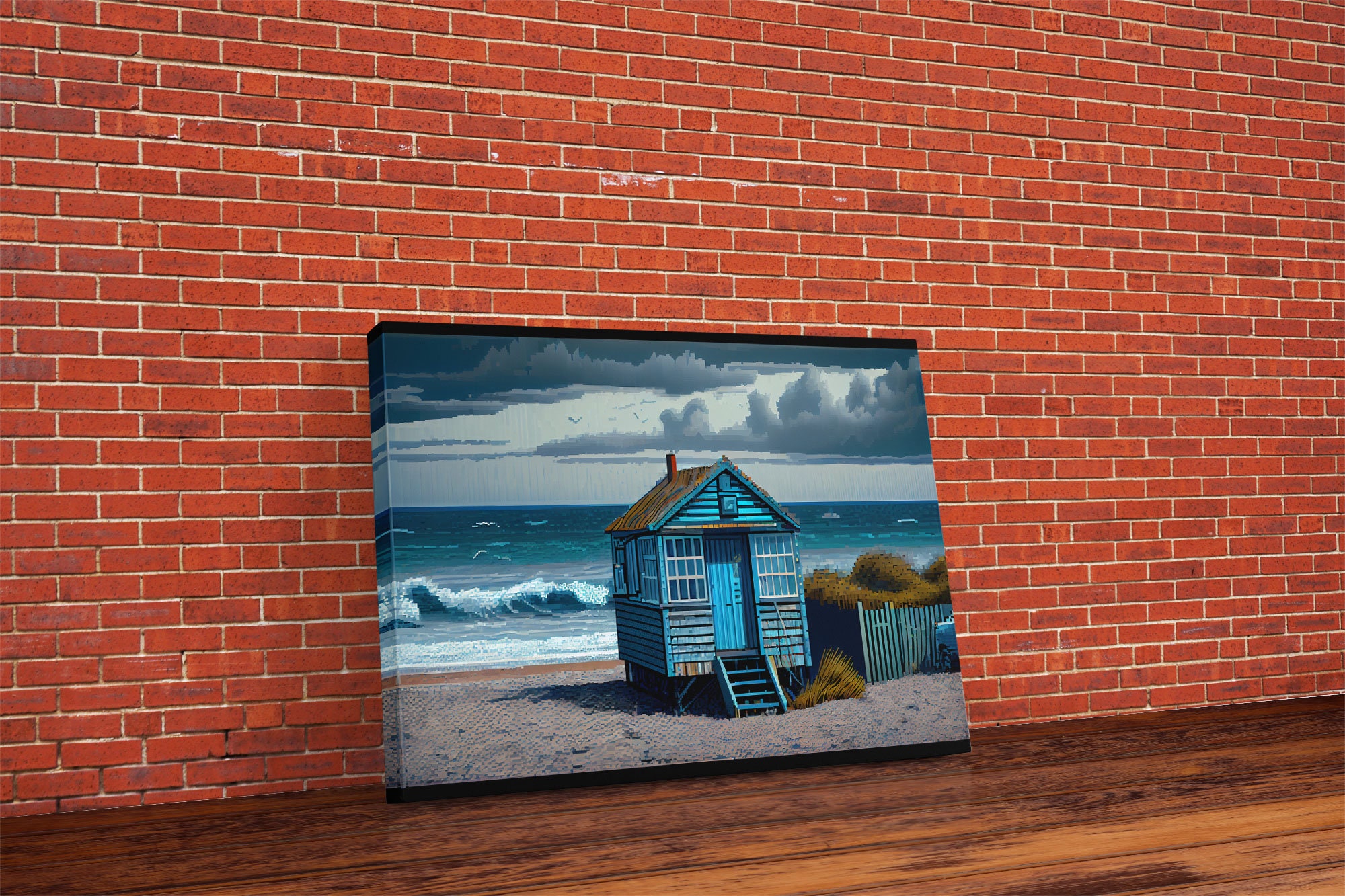 Sea Side Shack Pixel Art New England Style Beach Art Framed - Etsy
