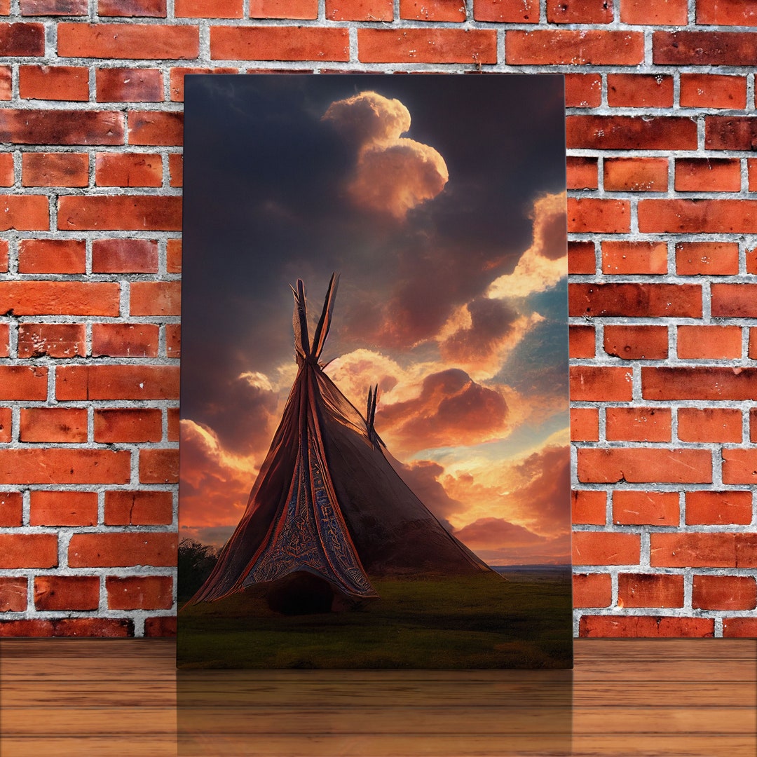 Native American Tipi Wall Art, Canvas Print, Early American Style Wall ...