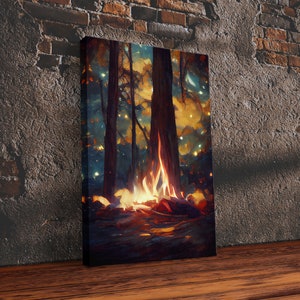 Abstract Campfire Art, Framed Canvas Print, Ready to Hang Framed Wall ...
