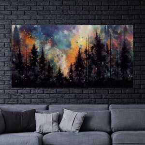 Forest Fire Abstract Forest Landscape Wall Art Framed Canvas - Etsy