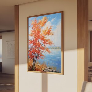 River Wall Art, Fall Art, Trees Wall Art, Landscape Art, Sunset Wall ...