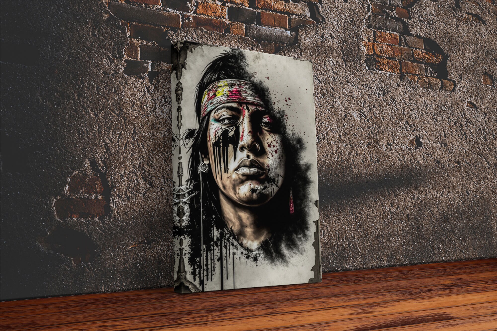 Brutal Graffiti Art Native American Warriors Portrait Framed - Etsy