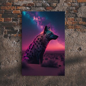 Portrait of a Neon Hyena, Laughing Hyenas, Framed Canvas Print, Unique ...