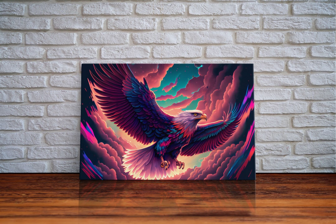 Birds of Prey Art, Bioluminescent Bald Eagle, Vaporwave Art Animal ...