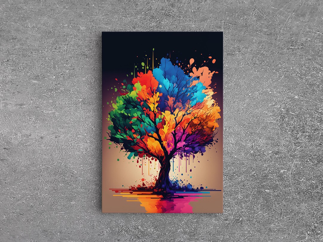 Abstract Tree Watercolor Canvas Print Splatter Art Blooming - Etsy